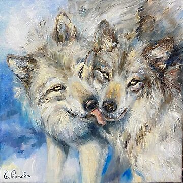 "Loving pair of wolves." Sticker for Sale by Elena Reutova | Redbubble