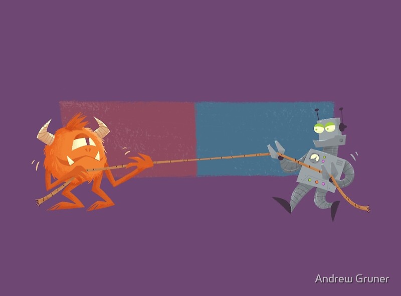 "Monster vs. Robot" by Andrew Gruner | Redbubble