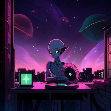 "Alien DJ" Sticker for Sale by balancingturtle | Redbubble