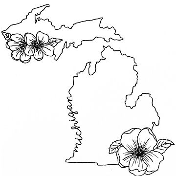 "Michigan State Outline and Flowers" Sticker for Sale by Alyssa Coon ...