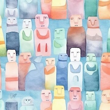 "watercolor Moai seamless pattern 2" Sticker for Sale by FlaskLab ...