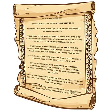 "Hidden Immunity Idol Clue" Sticker for Sale by katietedesco | Redbubble