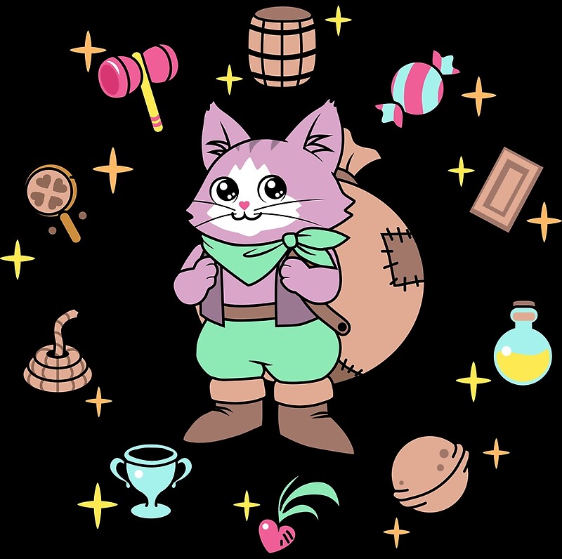 "Cat merchant Neko. Secret of Mana (black)" by g-a-m-e-o-v-e-r | Redbubble