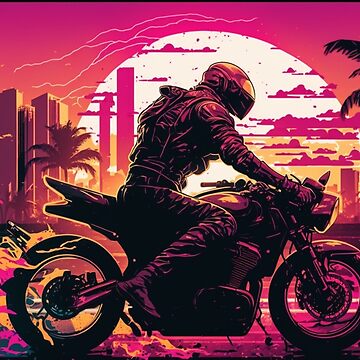 "Synthwave Retrowave Vaporwave Chillwave Outrun Biker" Poster for Sale ...
