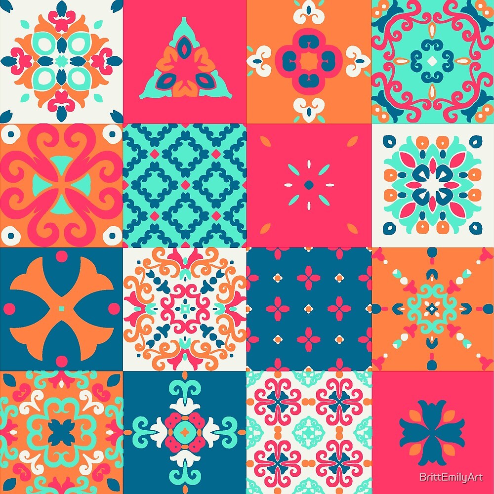 "Bright Tiles" by BrittEmilyArt | Redbubble