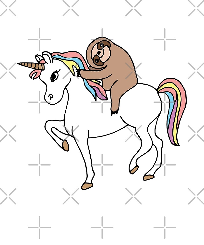 "Sloth Riding on A Unicorn " by fatamyfan1 | Redbubble
