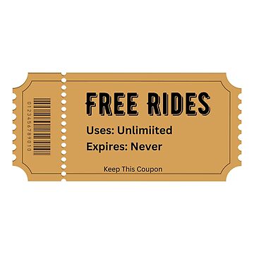 "Free Rides Coupon" Sticker for Sale by thesmokeydogs | Redbubble