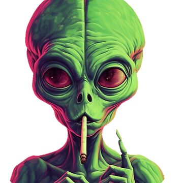 "alien smoking " Sticker for Sale by Mina202 | Redbubble
