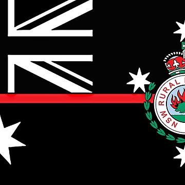 "NSW RFS - Australian Thin Red Line Flag -Black & White" Sticker for ...