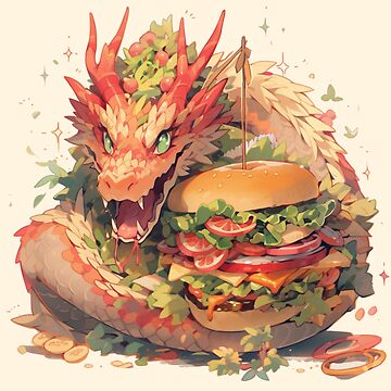 "Burger Dragon! Delicious " Sticker for Sale by HydraDreams | Redbubble