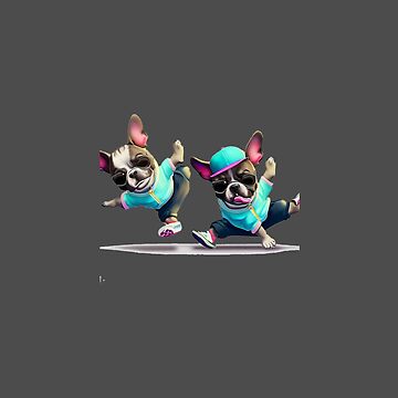 "Break dancing french bulldogs by AI art " Sticker for Sale by Miami ...