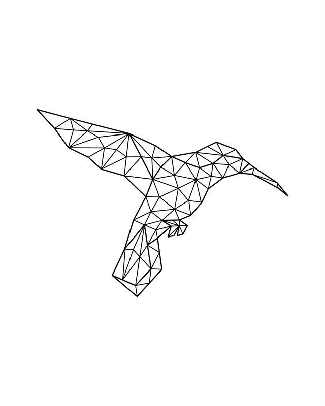 "Geometric Hummingbird Print, Hummingbird Drawing, Hummingbird Wall Art ...
