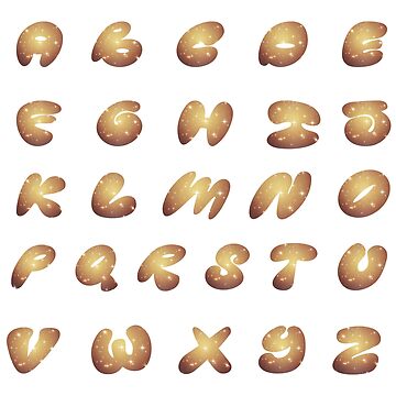 "Full Alphabet Glitter Gold Bubble Letters | Pack" Sticker for Sale by ...