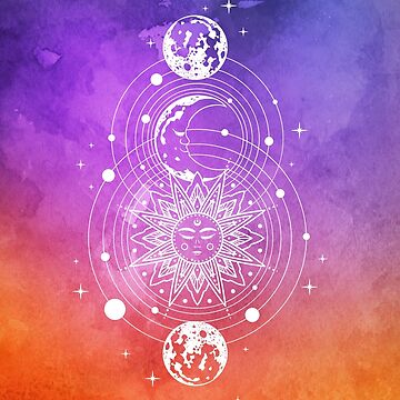 "Dorm Art - Cosmic Aesthetic Sun, Moon, and Planets in Watercolor ...