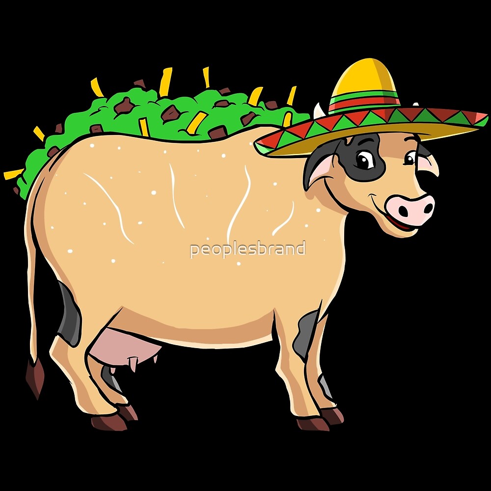 "Cow Taco Beef Tacos With Mexican Sombrerro Cinco De Mayo" by ...