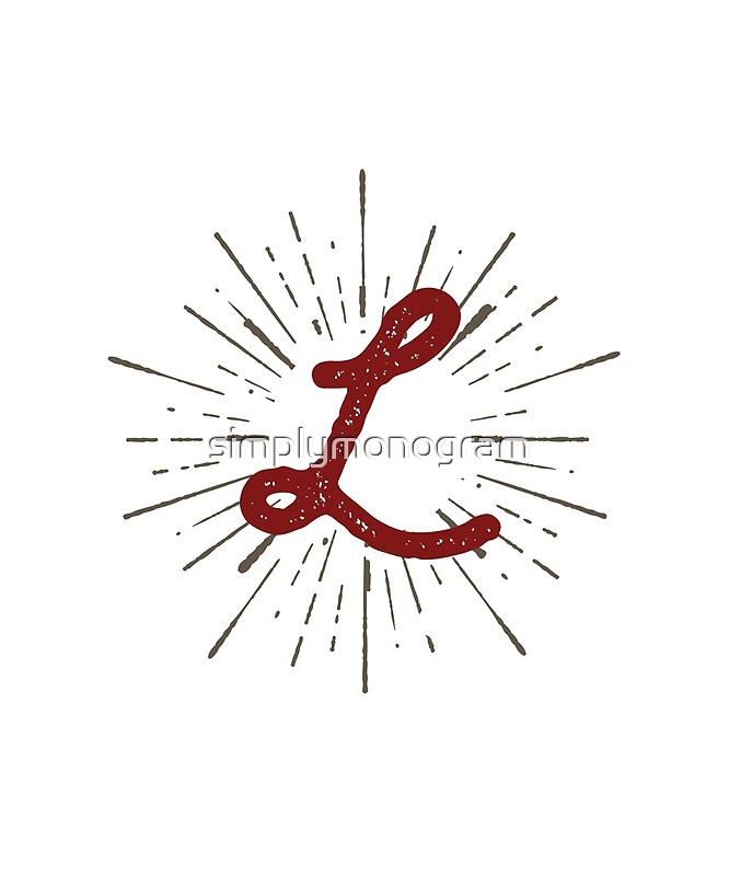 "Monogram L Retro Script And Sunburst" by simplymonogram | Redbubble