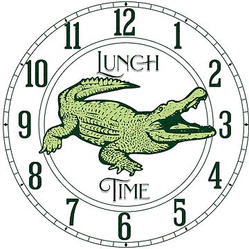 "Alligator Lunch time clock - looks good on any color" Sticker for Sale ...