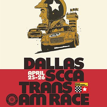 "Vintage 1970 Dallas SCCA Trans Am Race Poster" Sticker for Sale by ...