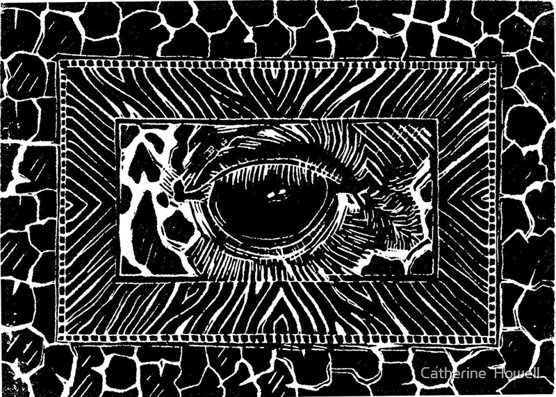 ""In Focus" Giraffe Eye Linocut Print" by Catherine Howell | Redbubble