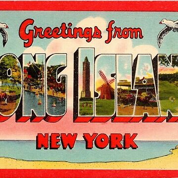 "Greetings from Long Island New York" Sticker for Sale by EphemeraKiosk ...
