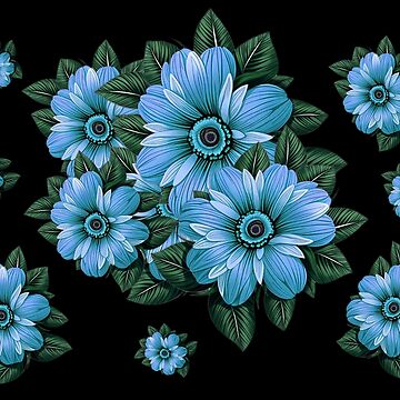 "Cute Pastel Light Blue Hawaiian Hibiscus Flower Pattern" Sticker for ...