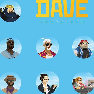 "Dave the diver characters mega pack sticker set" Sticker for Sale by ...