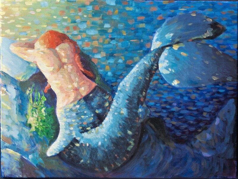 "Sunbathing Mermaid" by AllisonHartArt | Redbubble