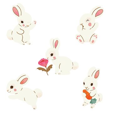 "Cute Bunny Sticker Pack" Sticker for Sale by arrowroses | Redbubble