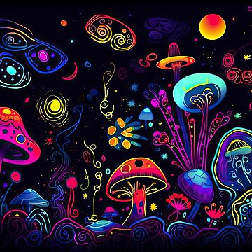 "Neon Trippy Vibey Psychedelic Fantasy" Sticker for Sale by ...