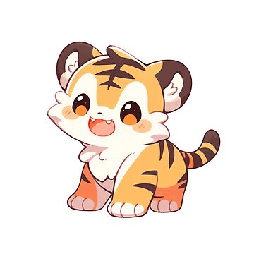 "Cute Kawaii Baby Tiger" Sticker for Sale by CozyKawaiiArt | Redbubble