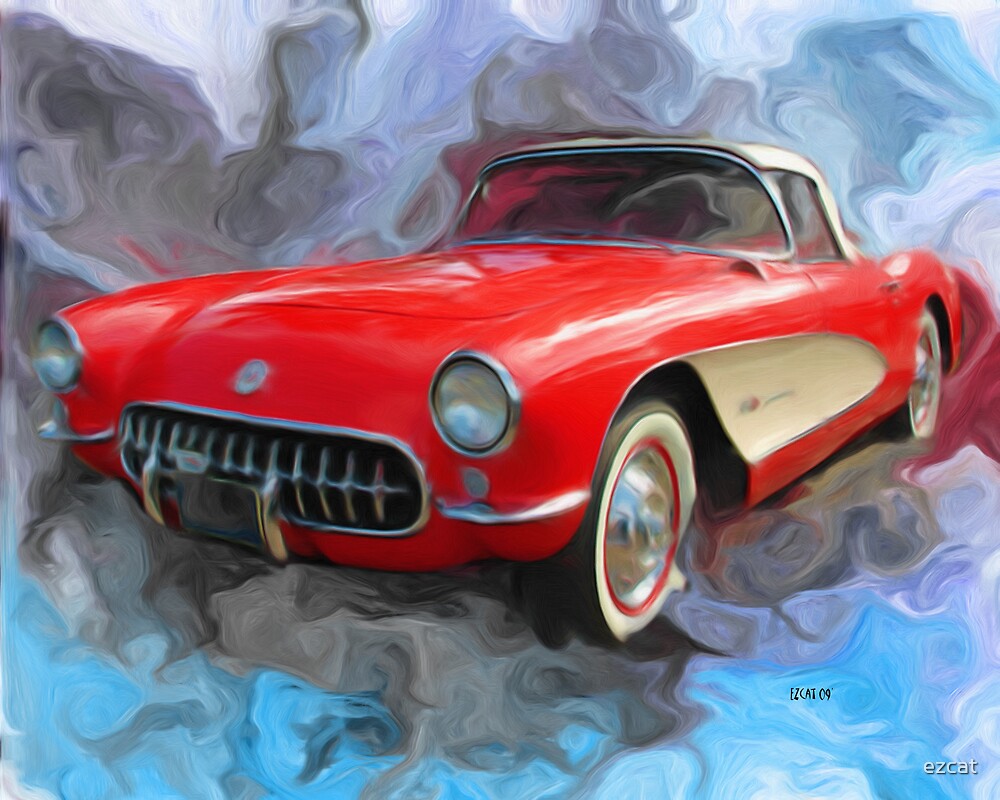 "Red 57' Corvette Convertible" by ezcat | Redbubble
