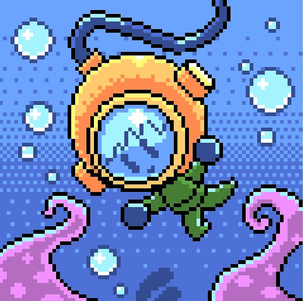 "Scuba Diver Pixel Art" by Nikki Studley | Redbubble