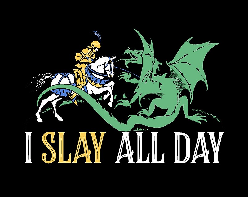 "Slay All Day - Retro Knight and Dragon Design " by thedangernoodle ...