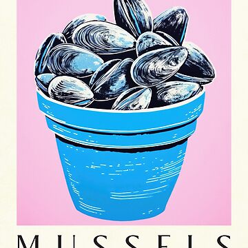 "Shell Yeah! Quirky Mussels Retro Art Print - Nautical Seaside Vintage ...