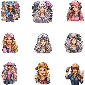 "Barbie the Engineer Sticker Set" Sticker for Sale by Brij Raj | Redbubble