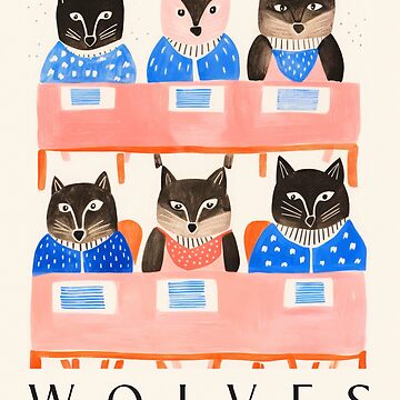 "Vintage Retro Wolves Educational Art Print - Captivating Wildlife ...
