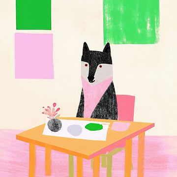 "Retro Vintage Teacher Wolf Art Print - Educational Animal Decor for ...