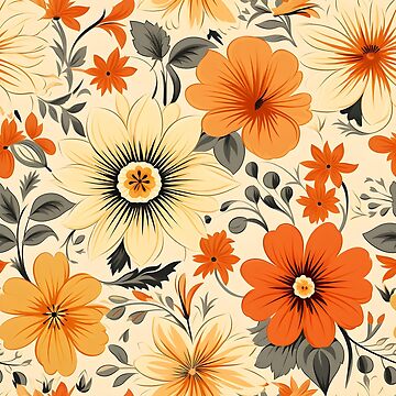 "1970s Retro Vintage Flowers and Floral Seamless Patterns" Sticker for ...