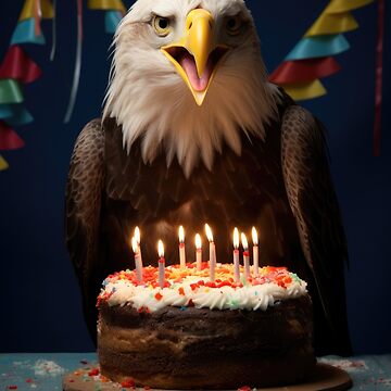 "Bald Eagle with Birthday Cake" Greeting Card for Sale by OddCorro ...