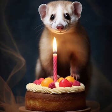 "Ferret with a Birthday Cake" Greeting Card for Sale by OddCorro ...