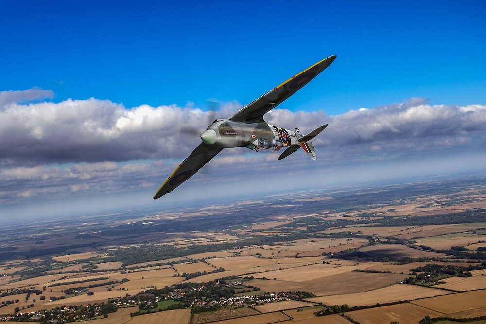 "Twin seat Spitfire MJ627 on a roll" by Gary Eason Flight Artworks ...