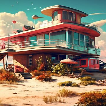 "Hypercolour Retrofuturist Dreamhouse IV" Art Print for Sale by Bondi ...