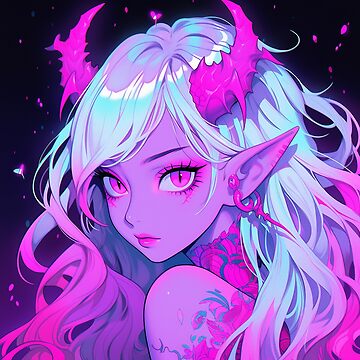 "Beautiful Purple Pink Succubus Anime Girl" Sticker for Sale by ...