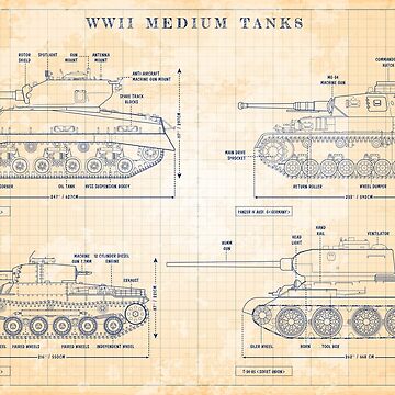 "WWII Medium Tanks (Old Blue Grid)" Poster for Sale by BLUE GALAXY ...