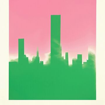 "Mid-Century Modern Metropolis - Vintage Urban Landscape Art Print in ...