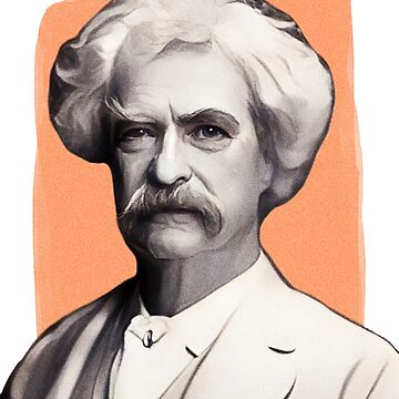 "American Writer Mark Twain - orange - illustration " Sticker for Sale by Litstoy | Redbubble