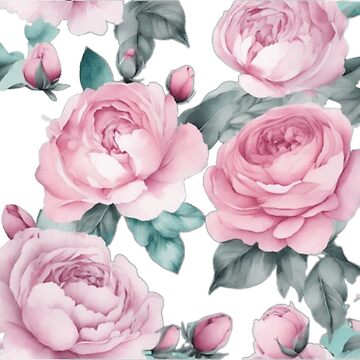 " 3D romantic Pink Teal Watercolor Floral Pattern transparent ...