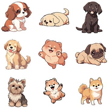 "Cute Anime Dog Sticker Sheet" Sticker for Sale by SundayDonuts | Redbubble