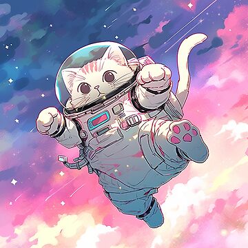 "Cute Anime Style Cat In Space Suit " Art Print for Sale by ...