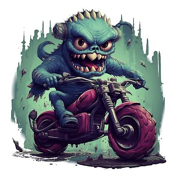 "Monster on motorcycle" Sticker for Sale by vrumvrum-store | Redbubble